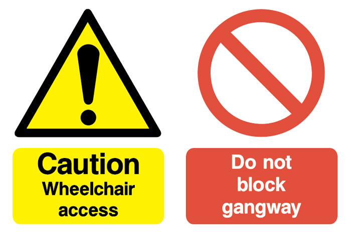 Caution, Wheelchair - Do Not Block Gangway | Stickers Direct